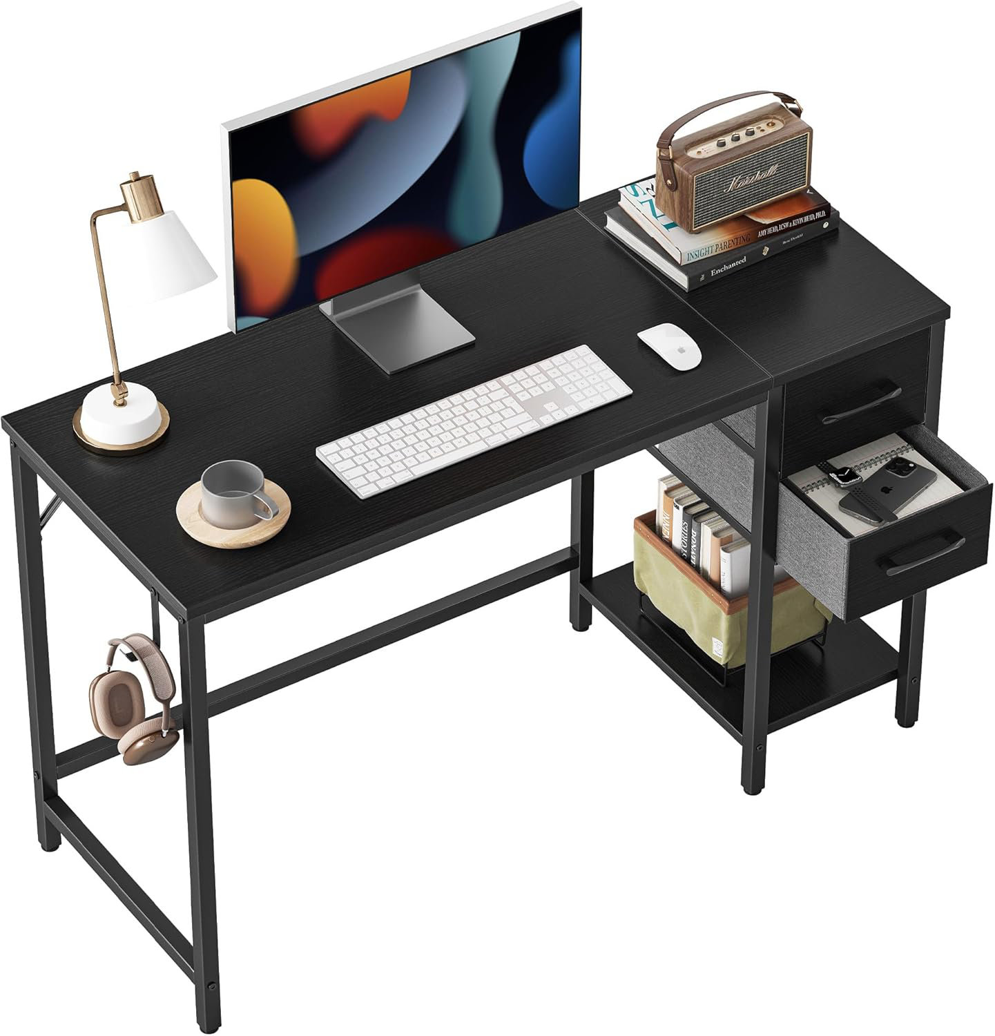 17 Stories Computer Desk With 2 Drawers, 40 Inch Small Home Office Desk ...