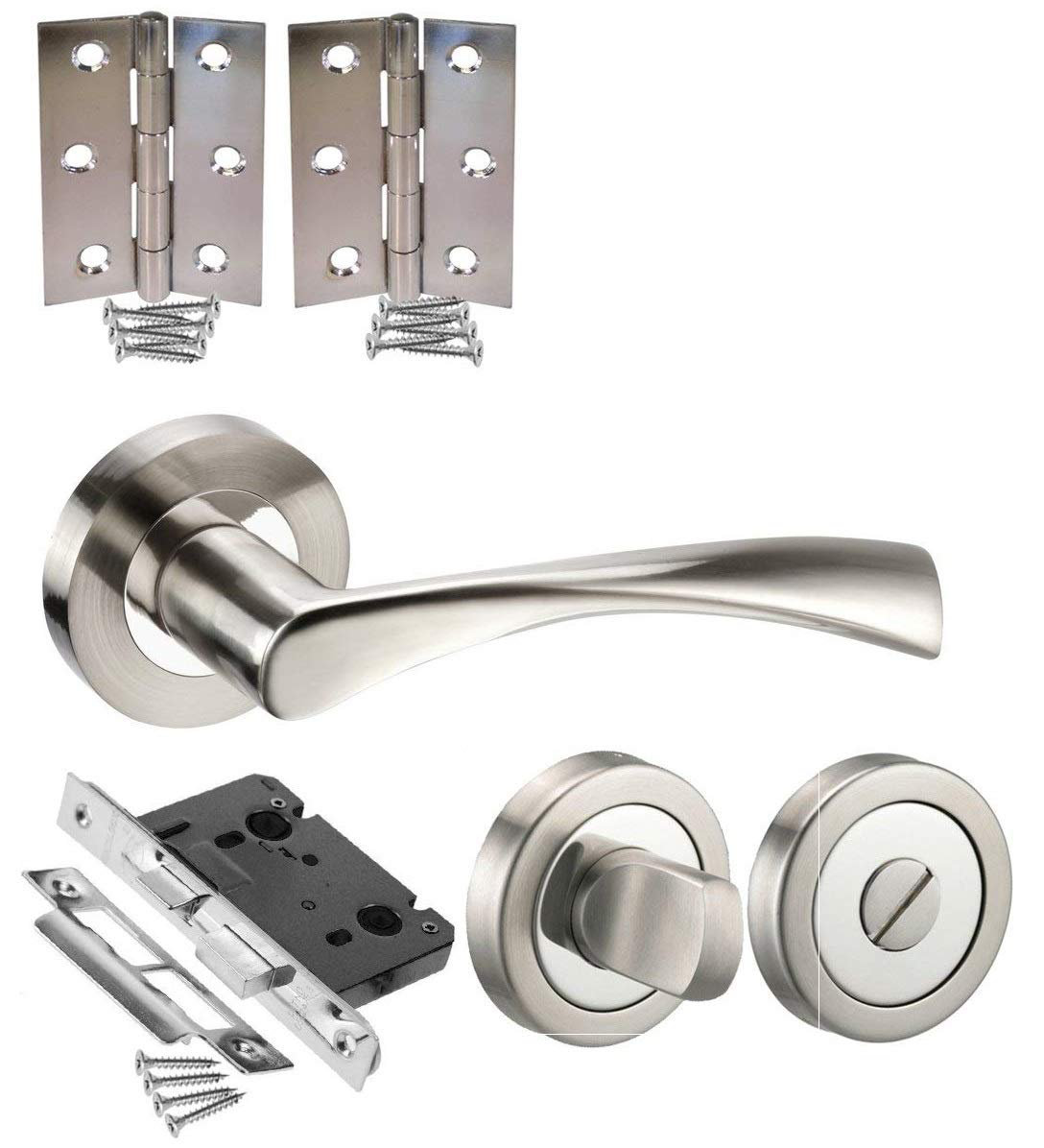 17 Stories Astrid Design Modern Bathroom Door Handles in Dual Finish ...