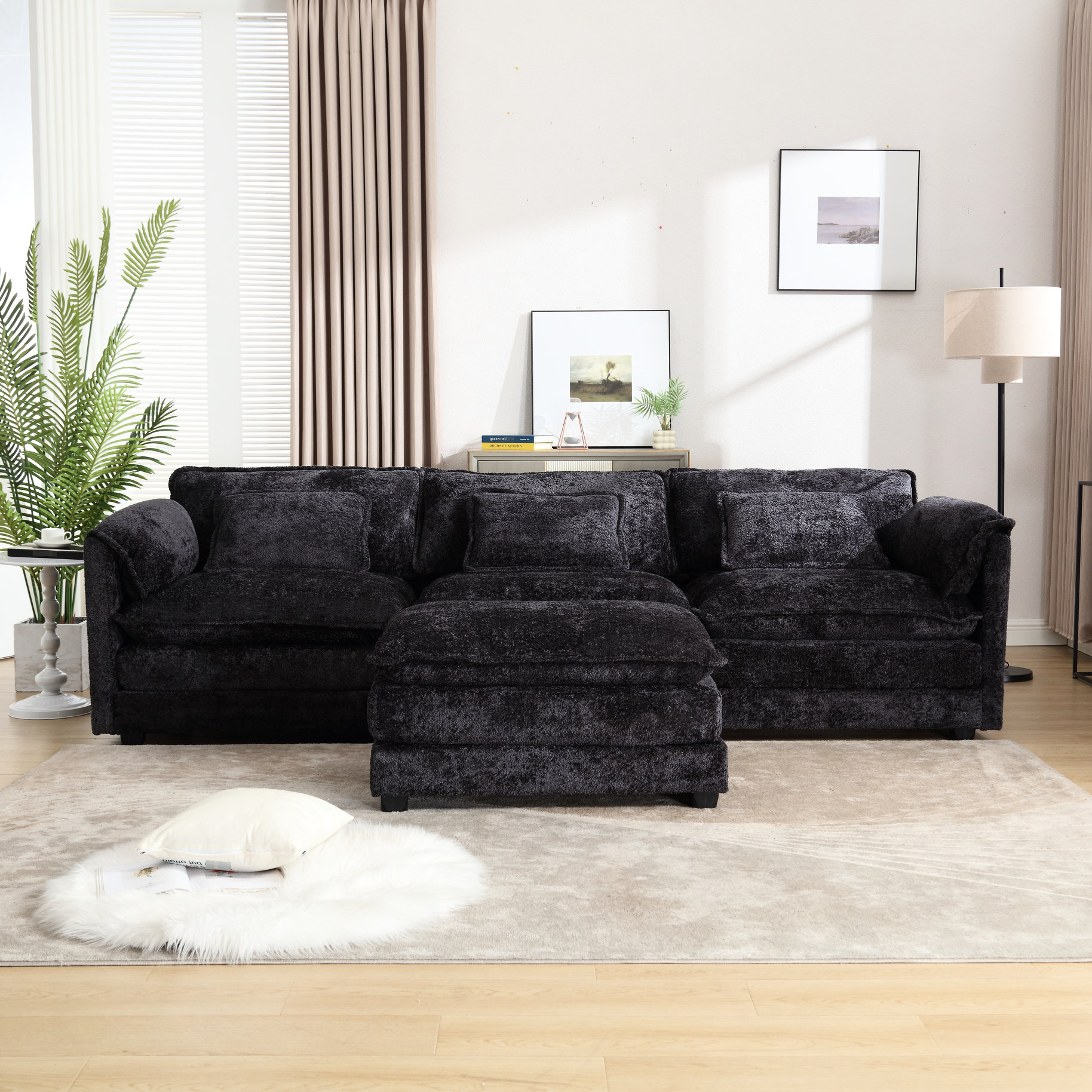 Latitude Run® Modern 112" L Shaped Modular Sleeper In Soft Chenille ...