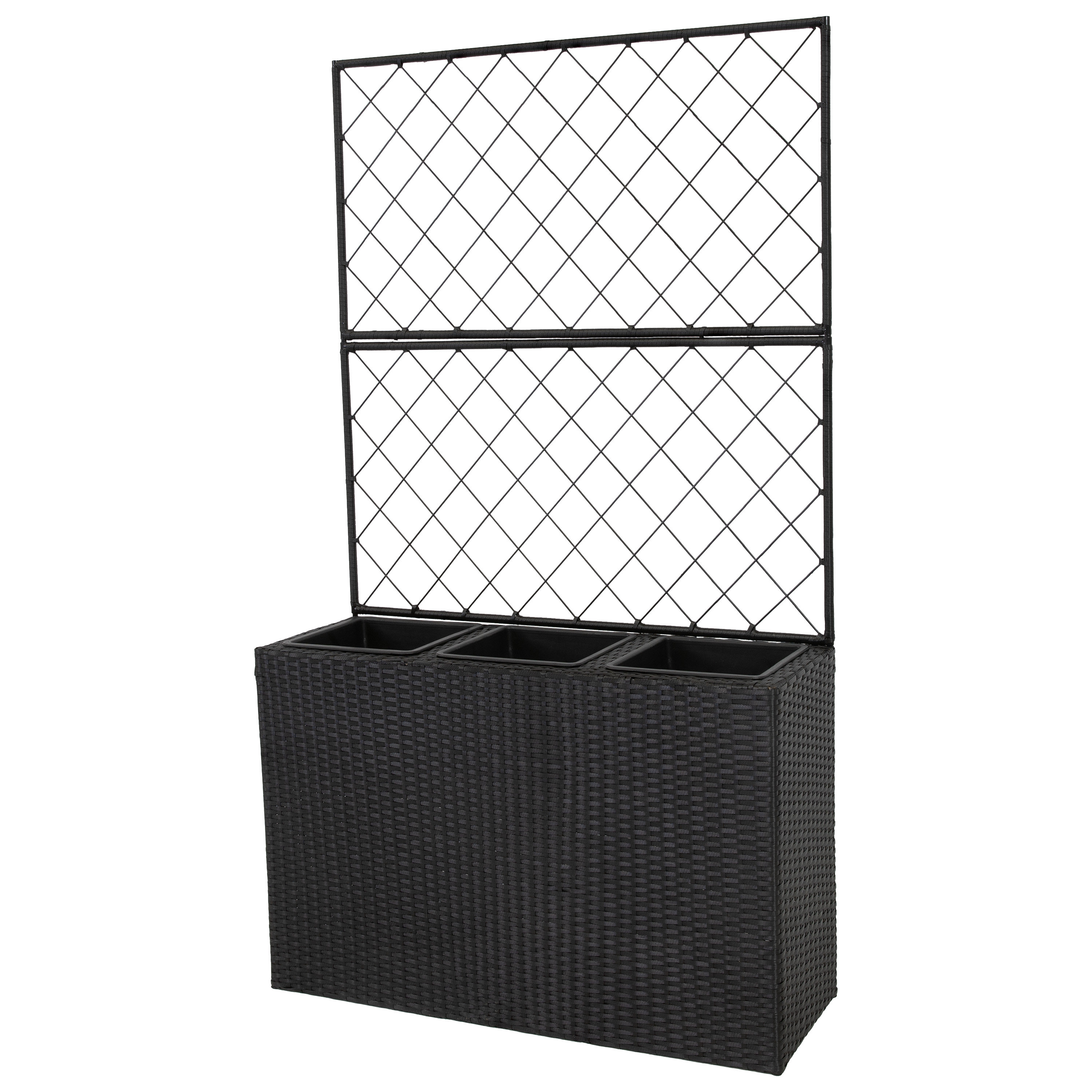Arlmont & Co. 3-Section Wicker Planter Box with Trellis - Black | Wayfair