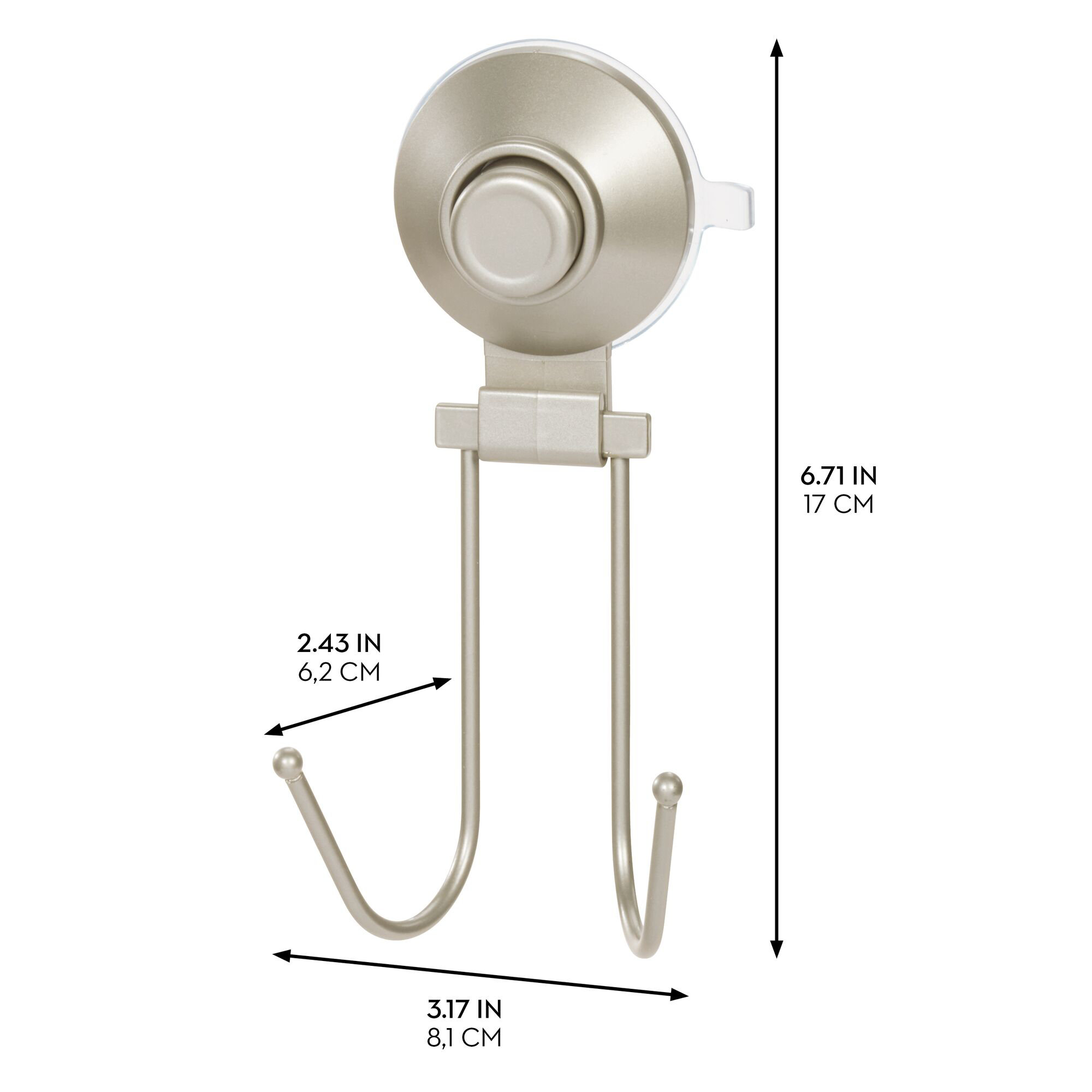 iDesign Everett Push Lock Suction Double Hook & Reviews | Wayfair