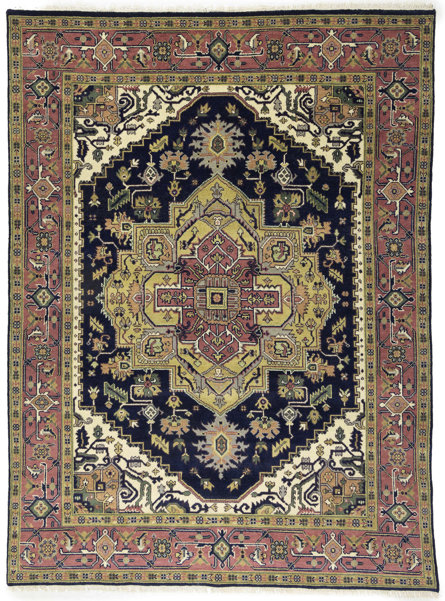 ADMINRUGS Purple-navy Traditional 9X12 Handmade Heriz Serapi Oriental ...
