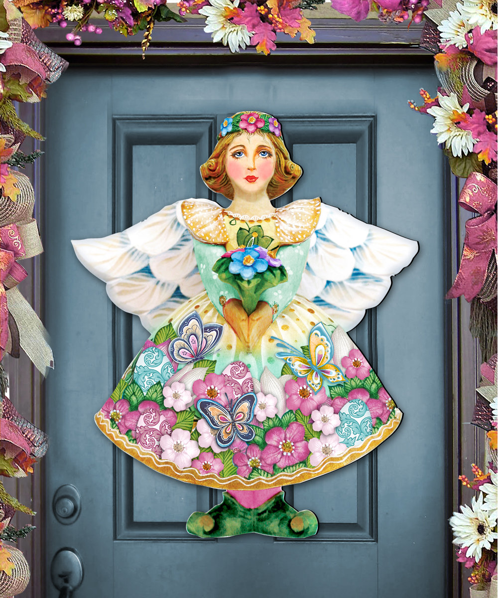 Designocracy Sprint Angel Wooden Door Hanger | Wayfair