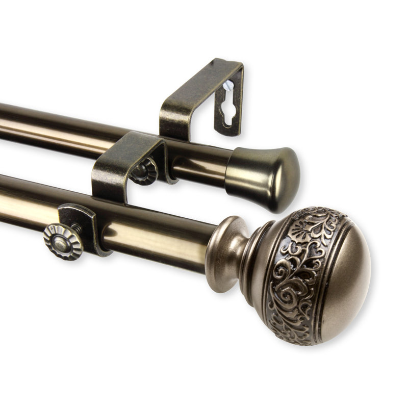 Fleur De Lis Living Solon Steel Rod And Resin Finial Adjustable Double ...