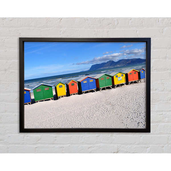 Bright Star Beach Huts Rainbow - Single Picture Frame Print on Canvas ...