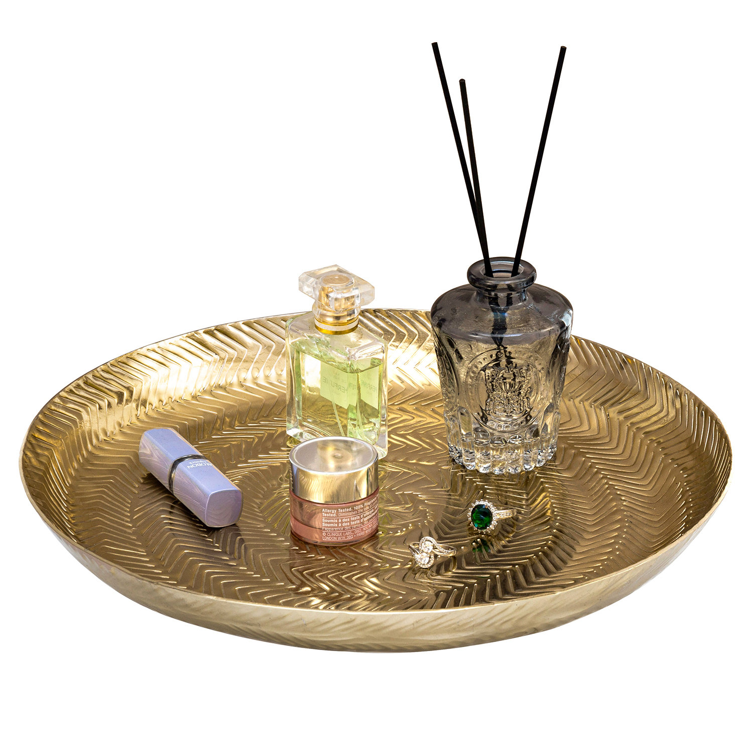 Everly Quinn Round Gold Decorative Vanity Tray | Wayfair