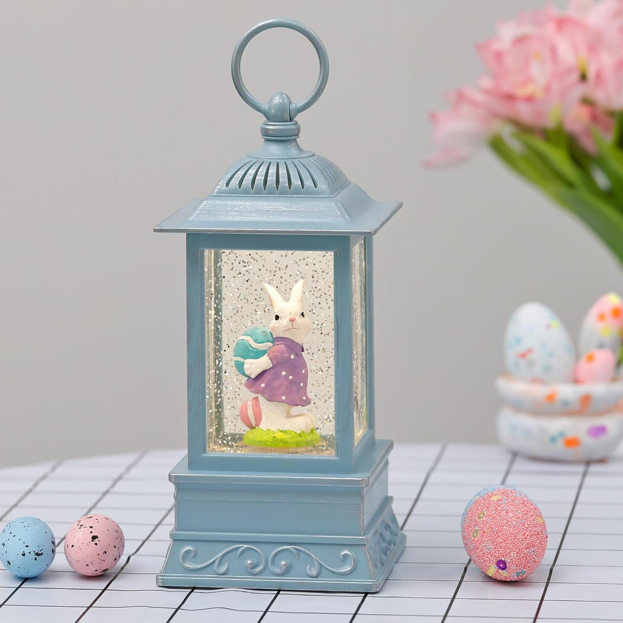The Holiday Aisle® Easter Bunny Lighted Snow Globe Lantern, Easter ...