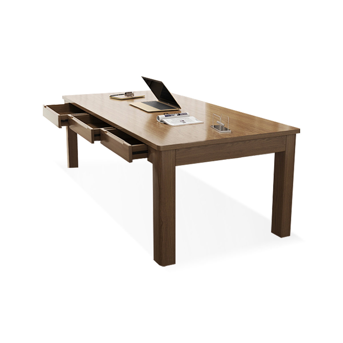 Wren Decors Brown Rectangular Solid Wood With 6 Drawers Desks | Wayfair