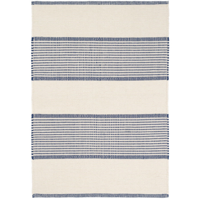 La Mirada Navy Handwoven Cotton Rug & Reviews | Birch Lane