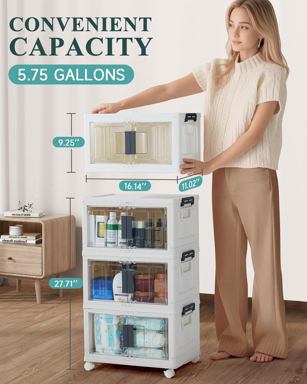 Rebrilliant 23QT Lockable Storage Bins with Lids - Folding Storage box ...