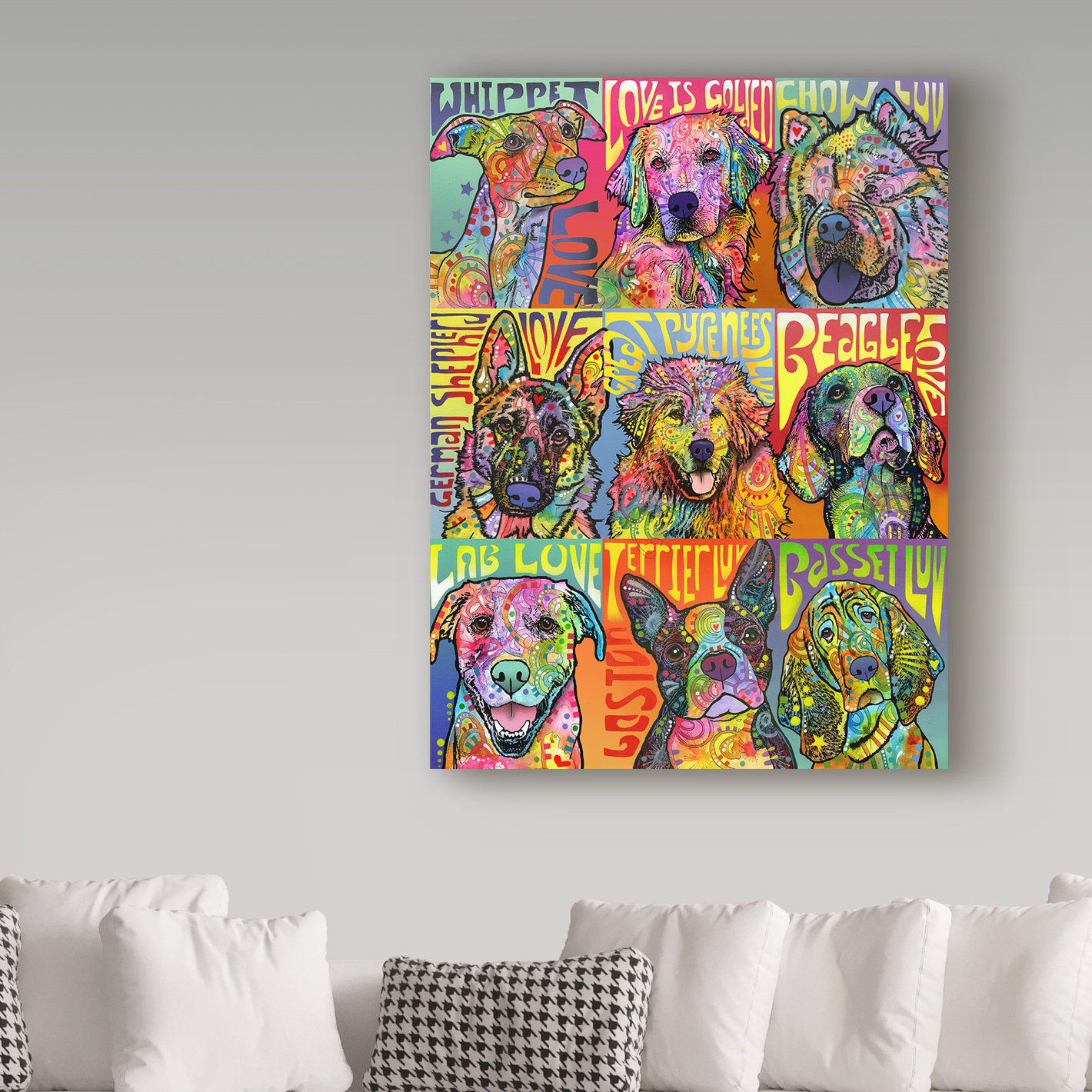 Wildon Home® 'Nine Up of Dogs Graphic Art Print on Wrapped Canvas | Wayfair