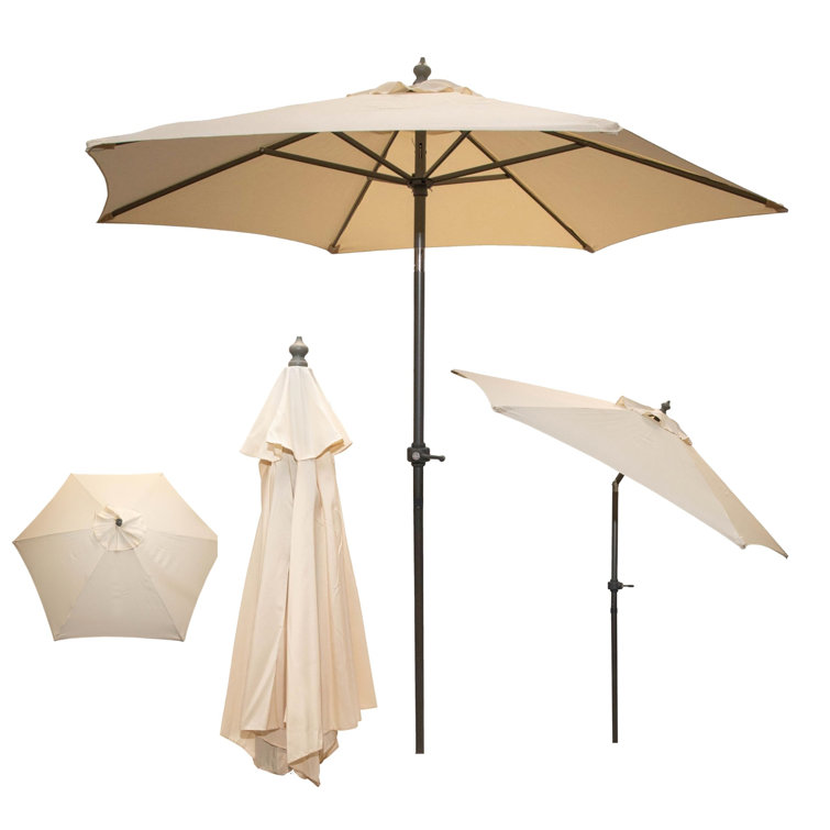 Draper 2M Lightweight Aluminium Garden Parasol With Crank Handle & Tilt ...