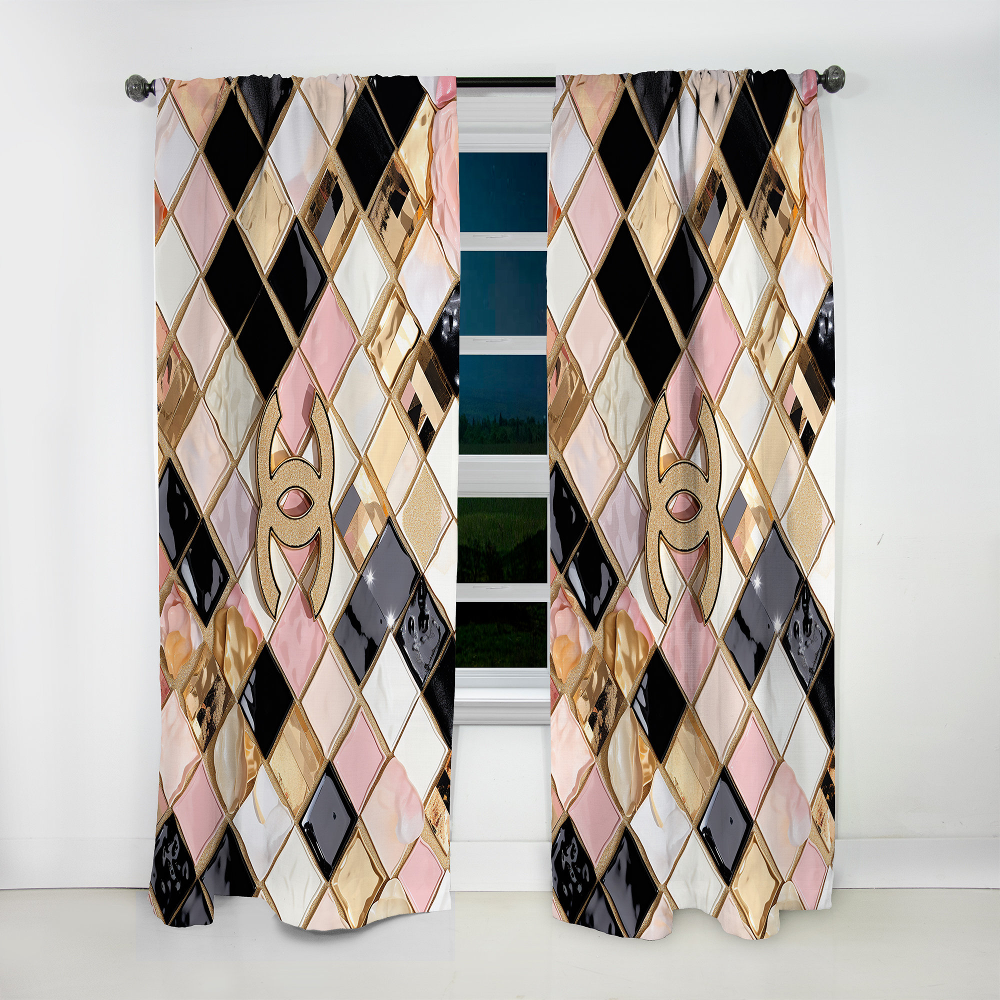 Design Art Fashion Geometric Glam Pattern - Glam Curtain - Velvet Room ...