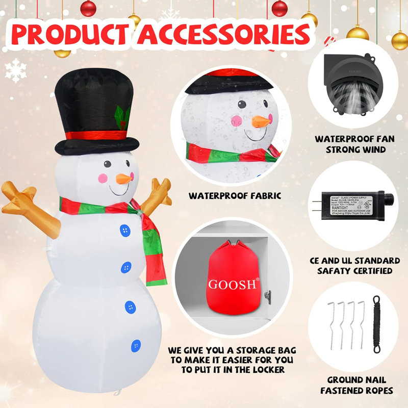 The Holiday Aisle® Christmas Inflatables Snowman 4 FT | Wayfair