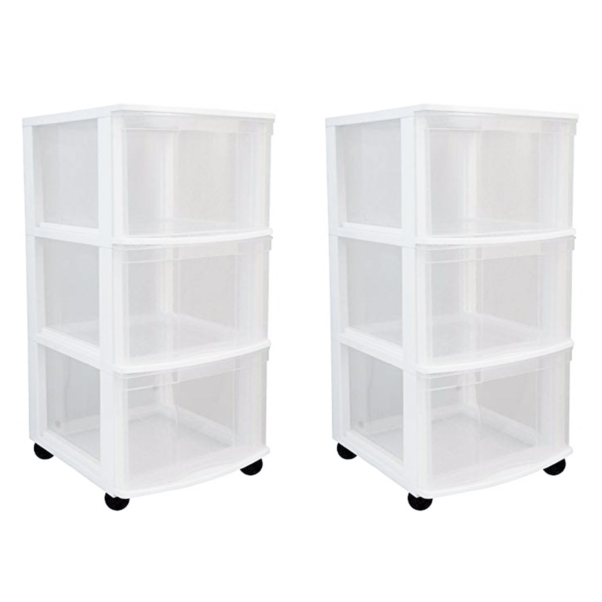 Gracious Living Clear 3 Drawer Storage Chest System With Casters, White ...