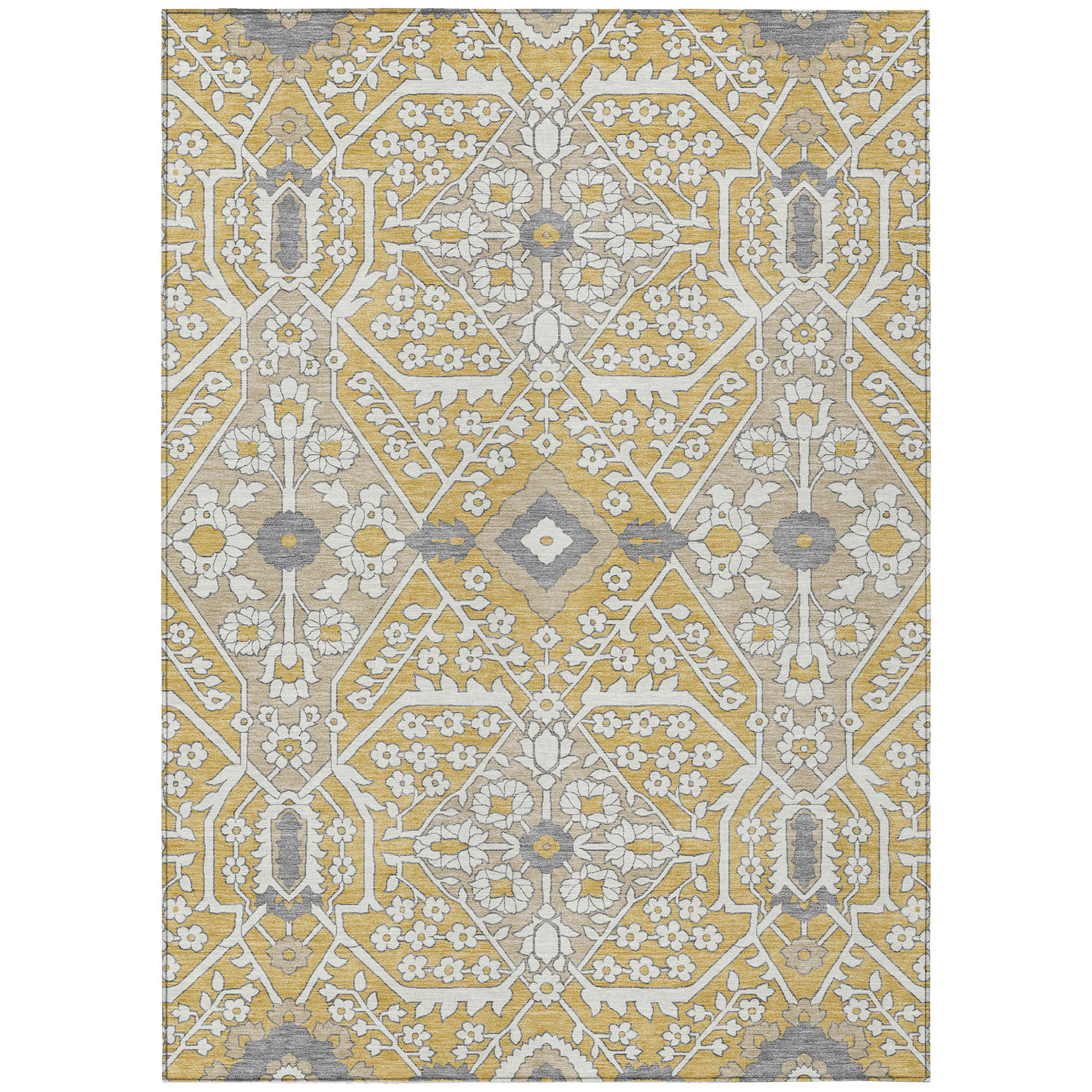HomeRoots 10' X 14' Ivory Floral Washable Indoor Outdoor Area Rug | Wayfair