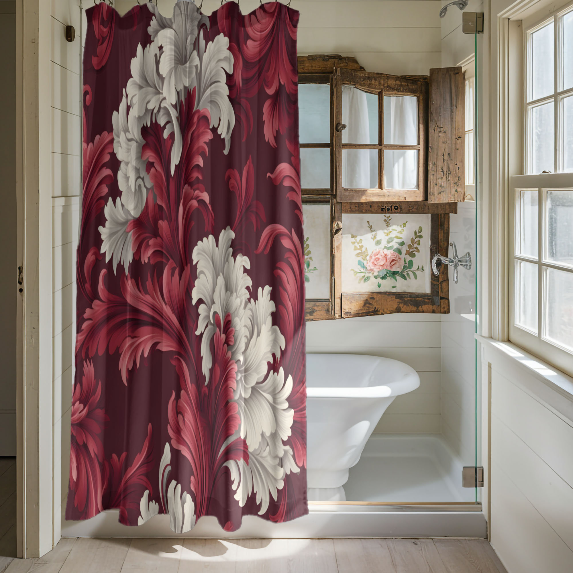 East Urban Home Red Print - Premium Shower Curtain | Wayfair