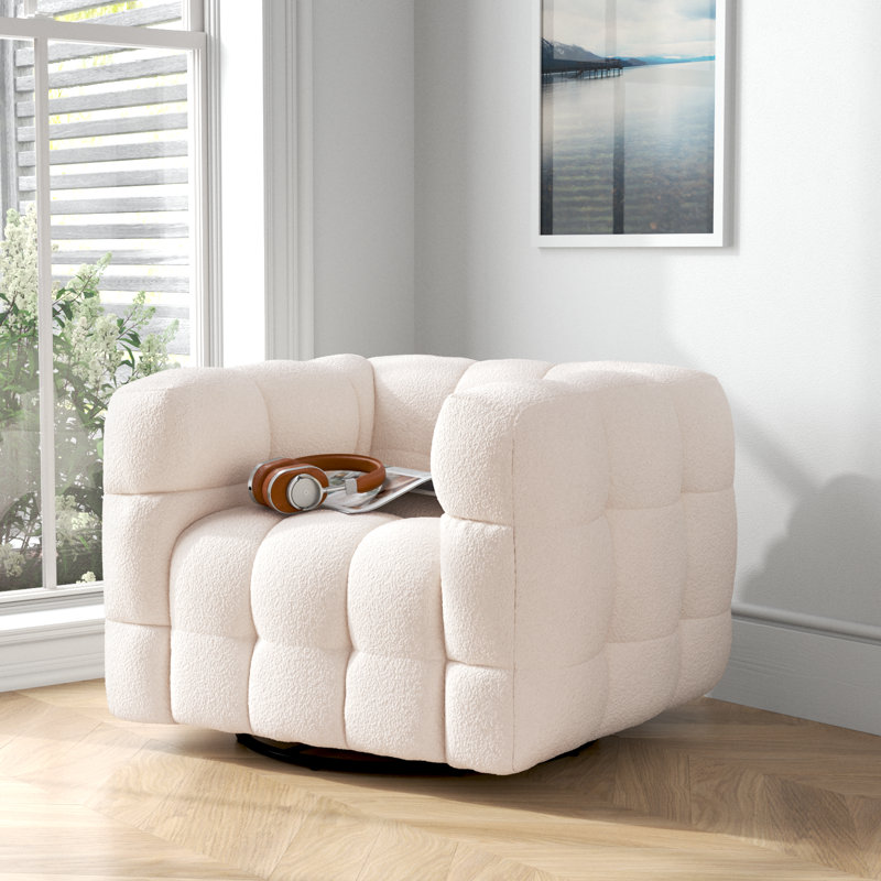 Wade Logan® Avdul 38" Wide Tufted Swivel Chair with Square Arm ...