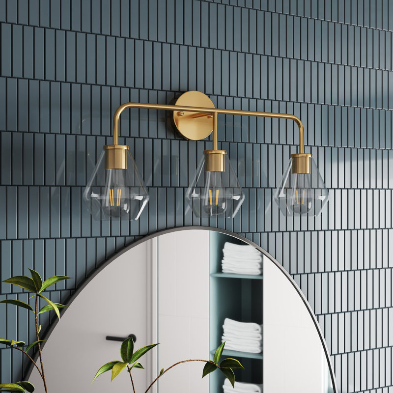 Beachcrest Home™ Amoll 3-Light 26.37 inch Glass Shade Copper Gold ...