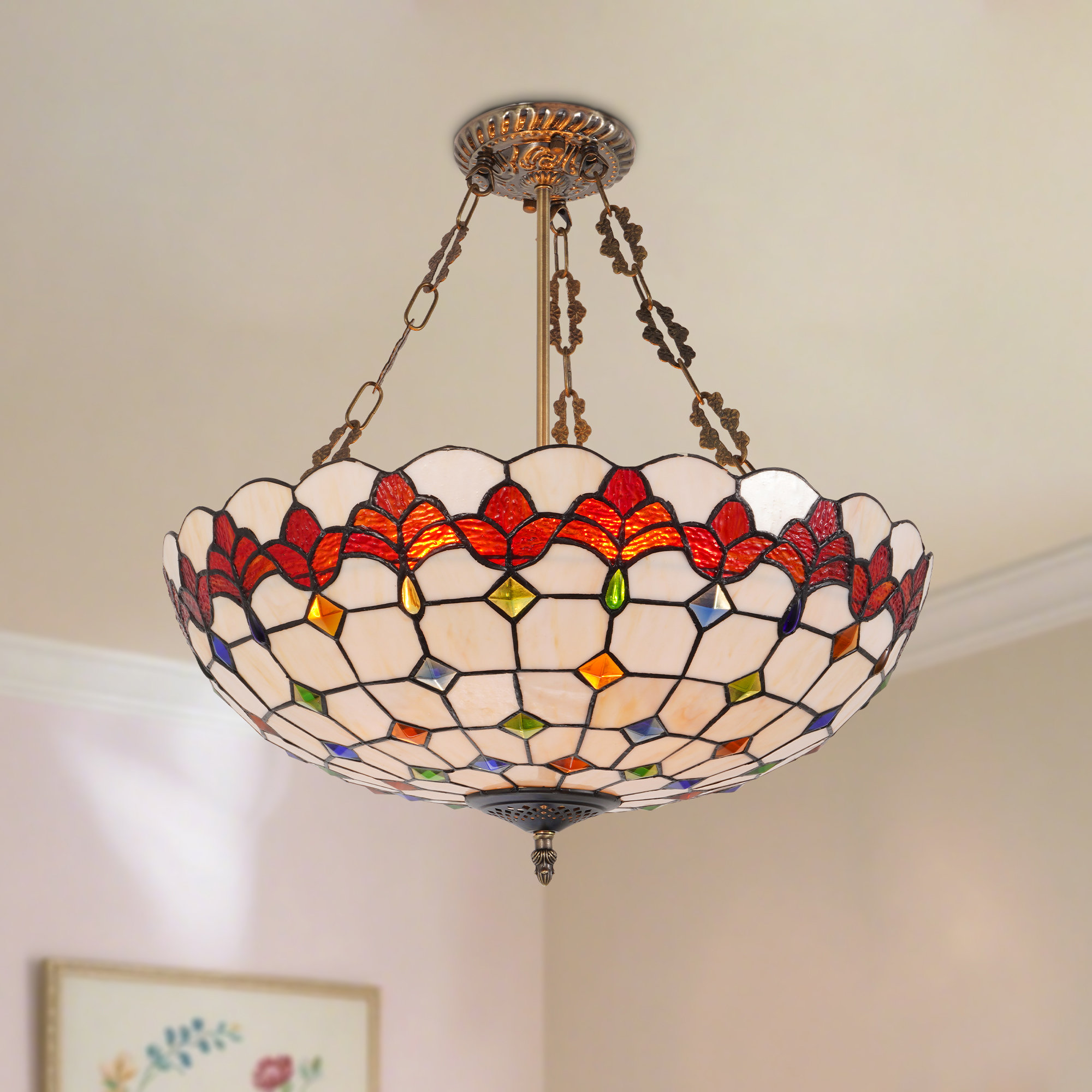 Bloomsbury Market 20" 5 - Lights Dimmable Tiffany Stained Glass ...