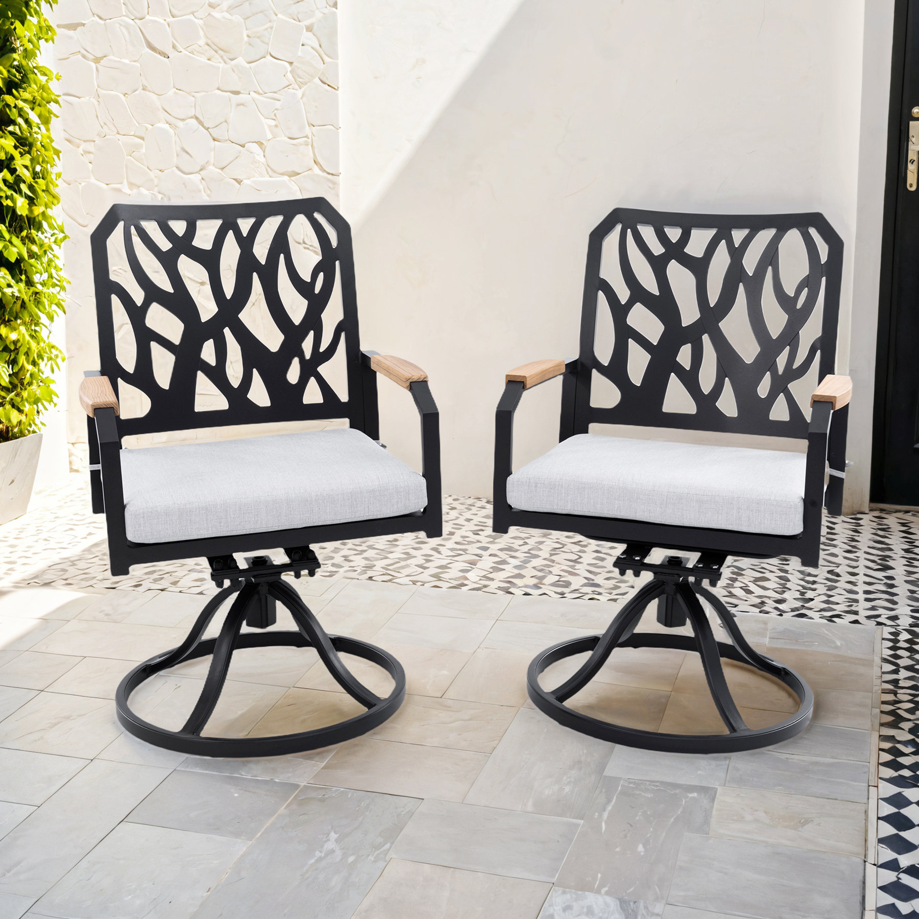 Winston Porter Outdoor Patio Aluminum Swivel Rocker 2PCS | Wayfair