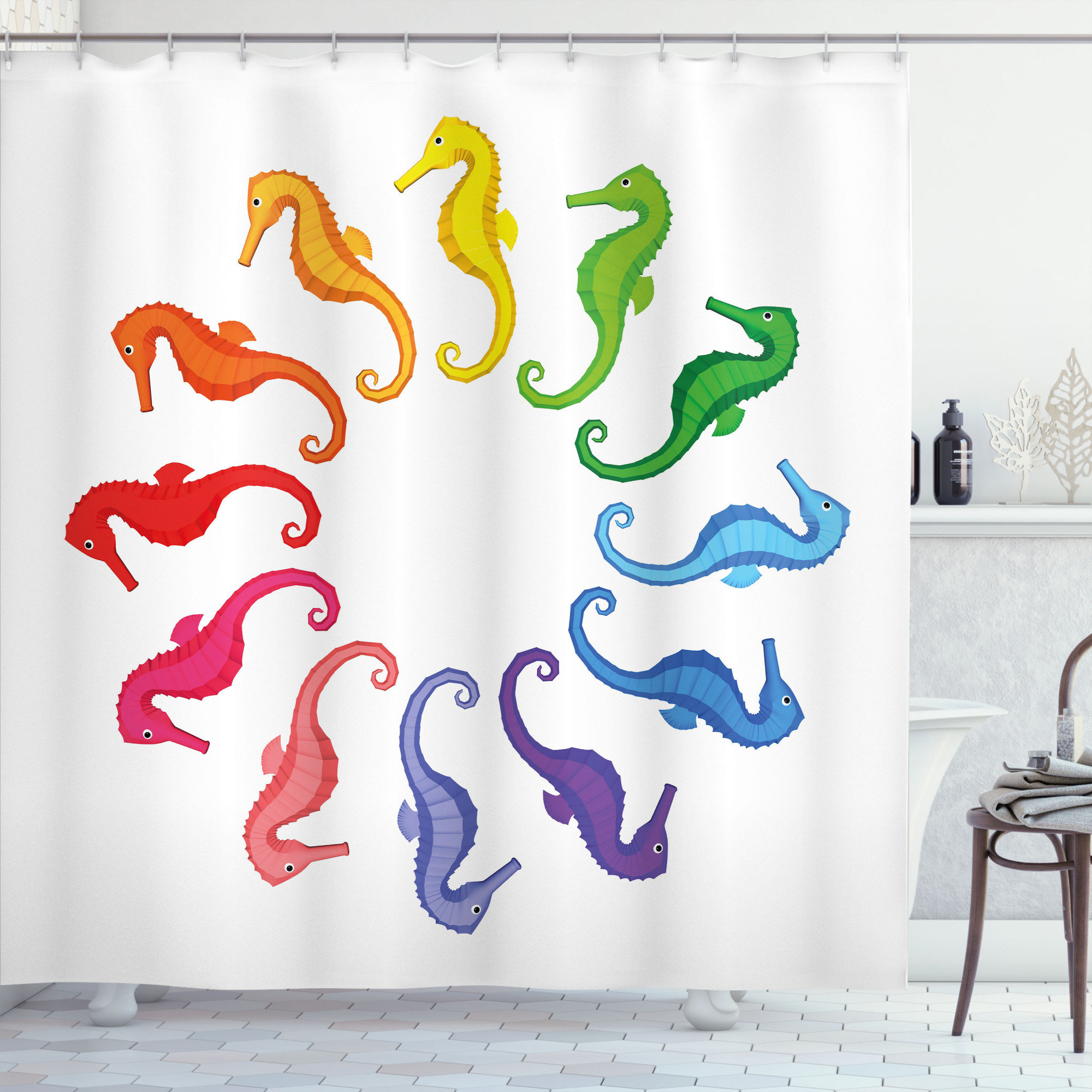 Ambesonne Circled Fish Pattern Single Shower Curtain | Wayfair