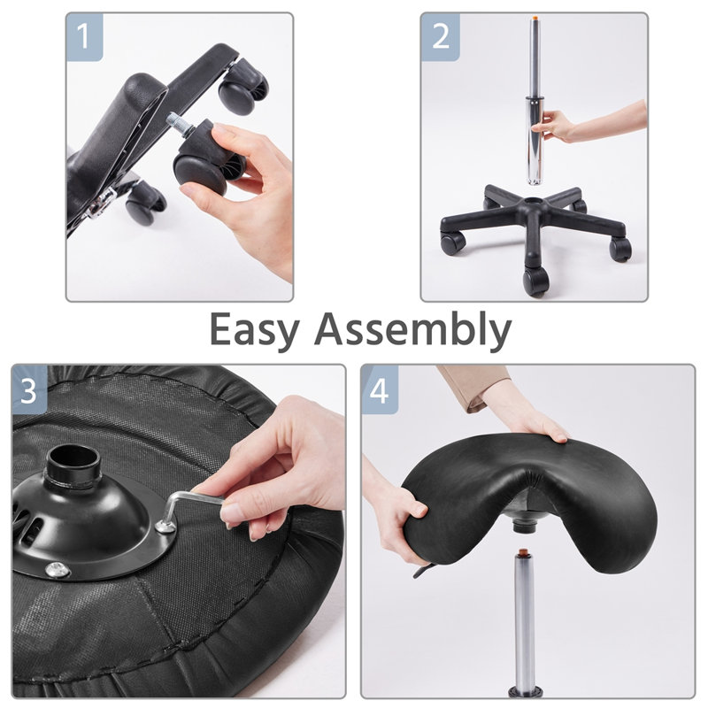 Inbox Zero Krail Adjustable Height Ergonomic Lab Stool with Wheels ...