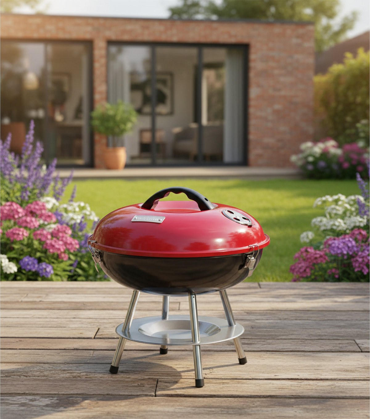 XIANGXIANGDIANZI Red Portable Desktop Charcoal Grill With Locking Lid ...