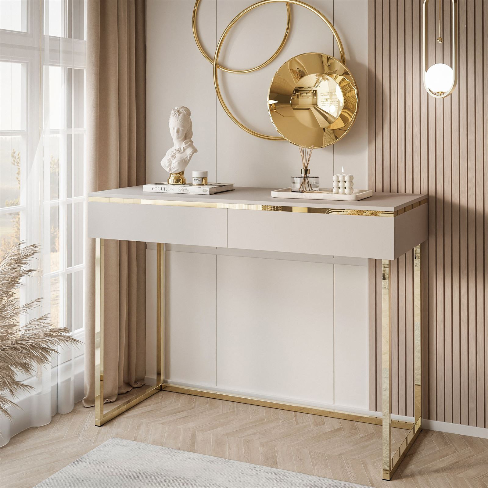 Canora Grey AURORA GOLD Dressing Table on a Gold Frame | Wayfair.ie