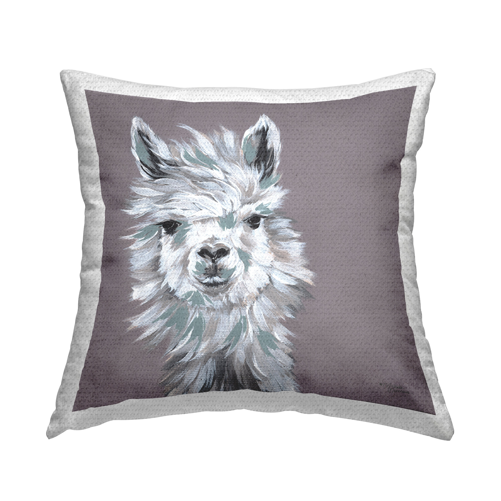 Stupell Industries Fluffy Farm Llama Breezy Wise Gaze Outdoor Printed ...