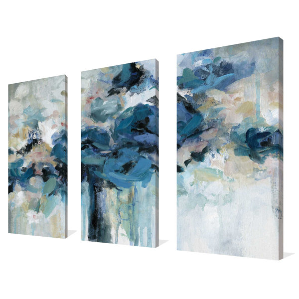 Brayden Studio® Midnight Splash On Canvas 3 Pieces Painting | Wayfair
