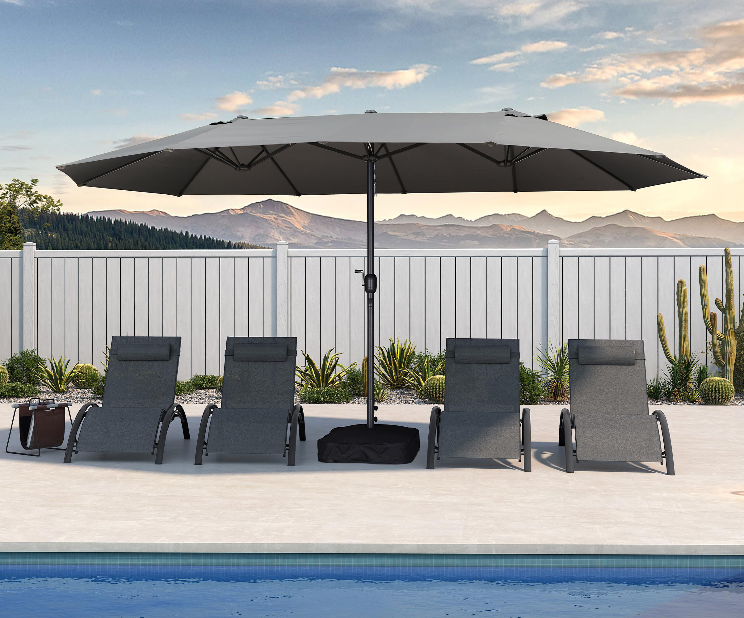 Arlmont & Co. 15ft Rectangle Outdoor Garden Table Umbrella Double Sided ...