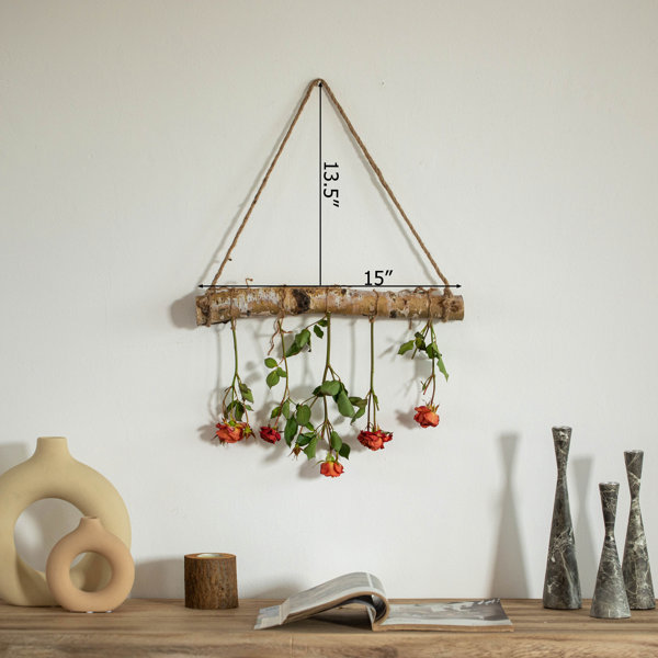 Millwood Pines 15" Natural Wooden Log Hanging Wall Decor - Rustic ...