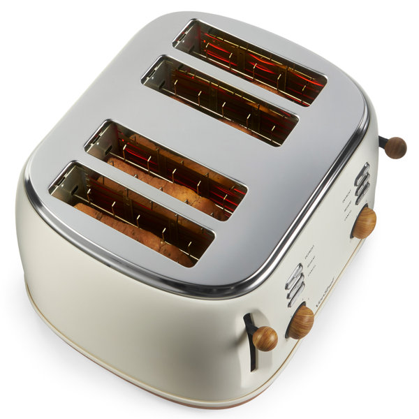 Vonshef 4 Slice Toaster - Nordic Matte Cream Design, 6 Browning ...