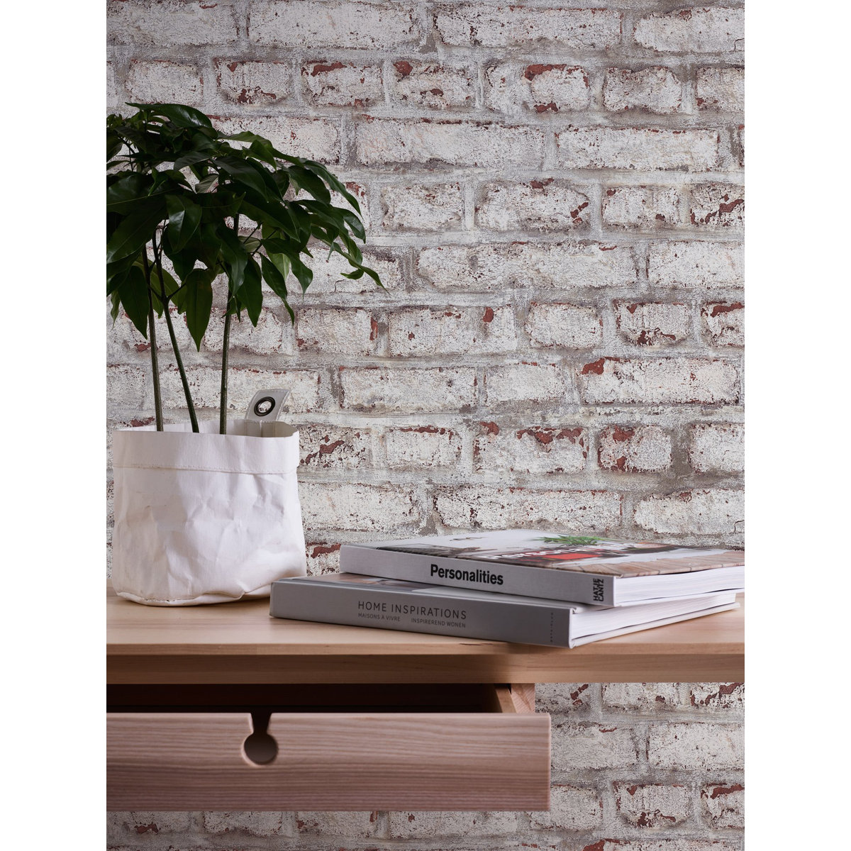 Galerie Wallcoverings Bricks and More Collection White Distressed ...