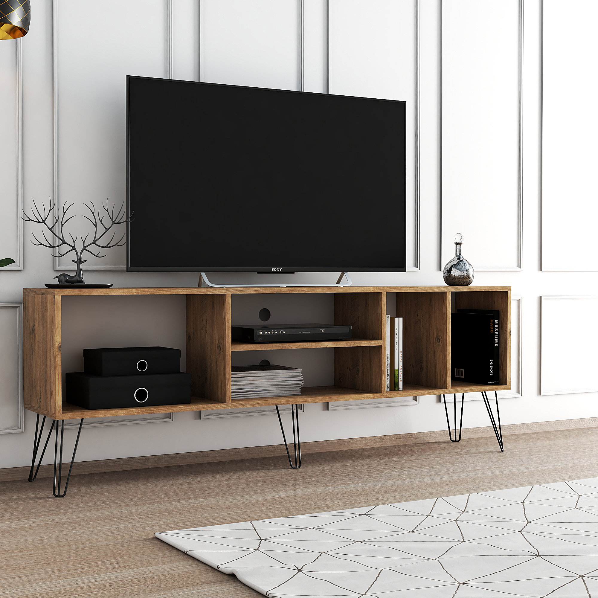 rustic low media console
