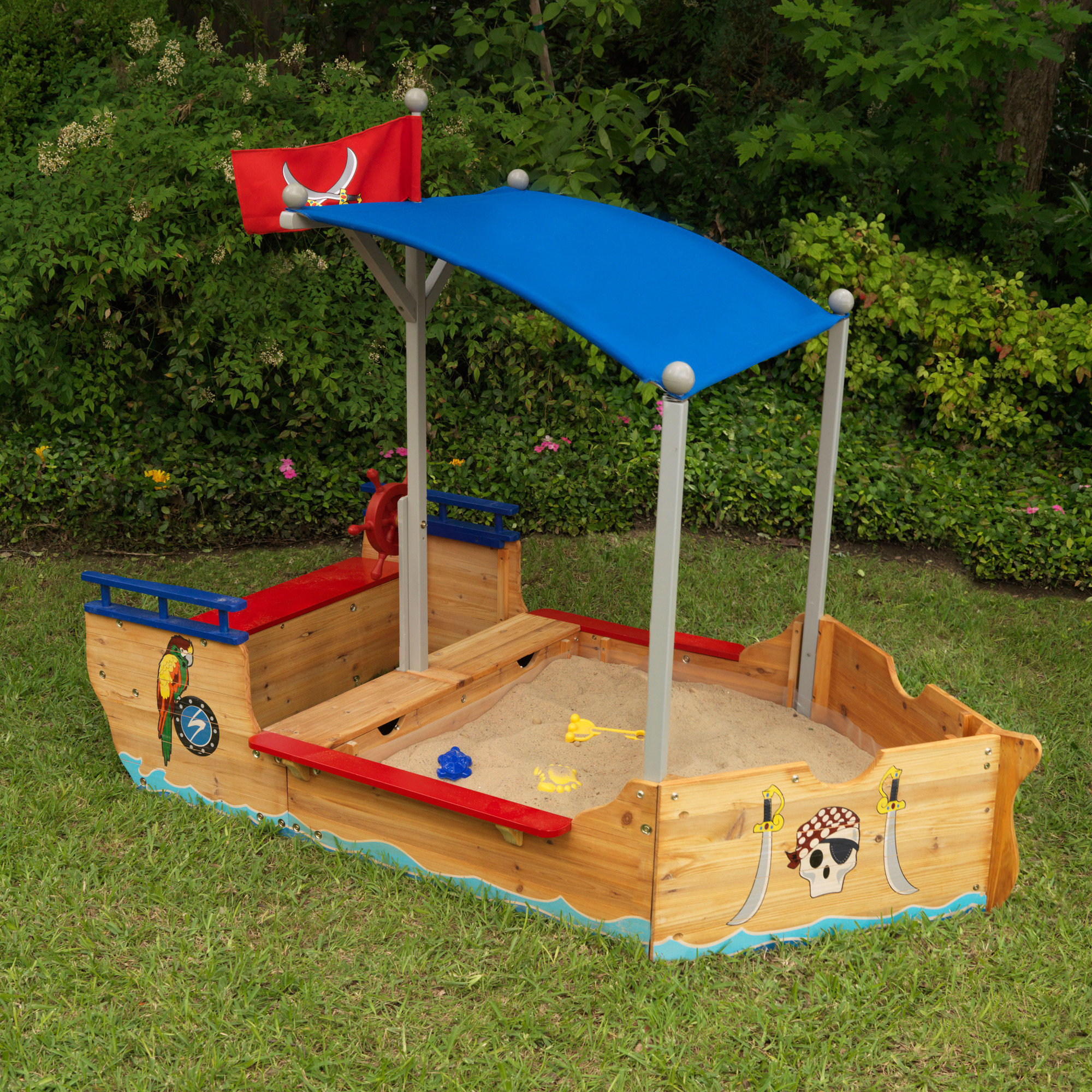 KidKraft Pirate 199.39cm Novelty Sandbox with Cover & Reviews | Wayfair ...