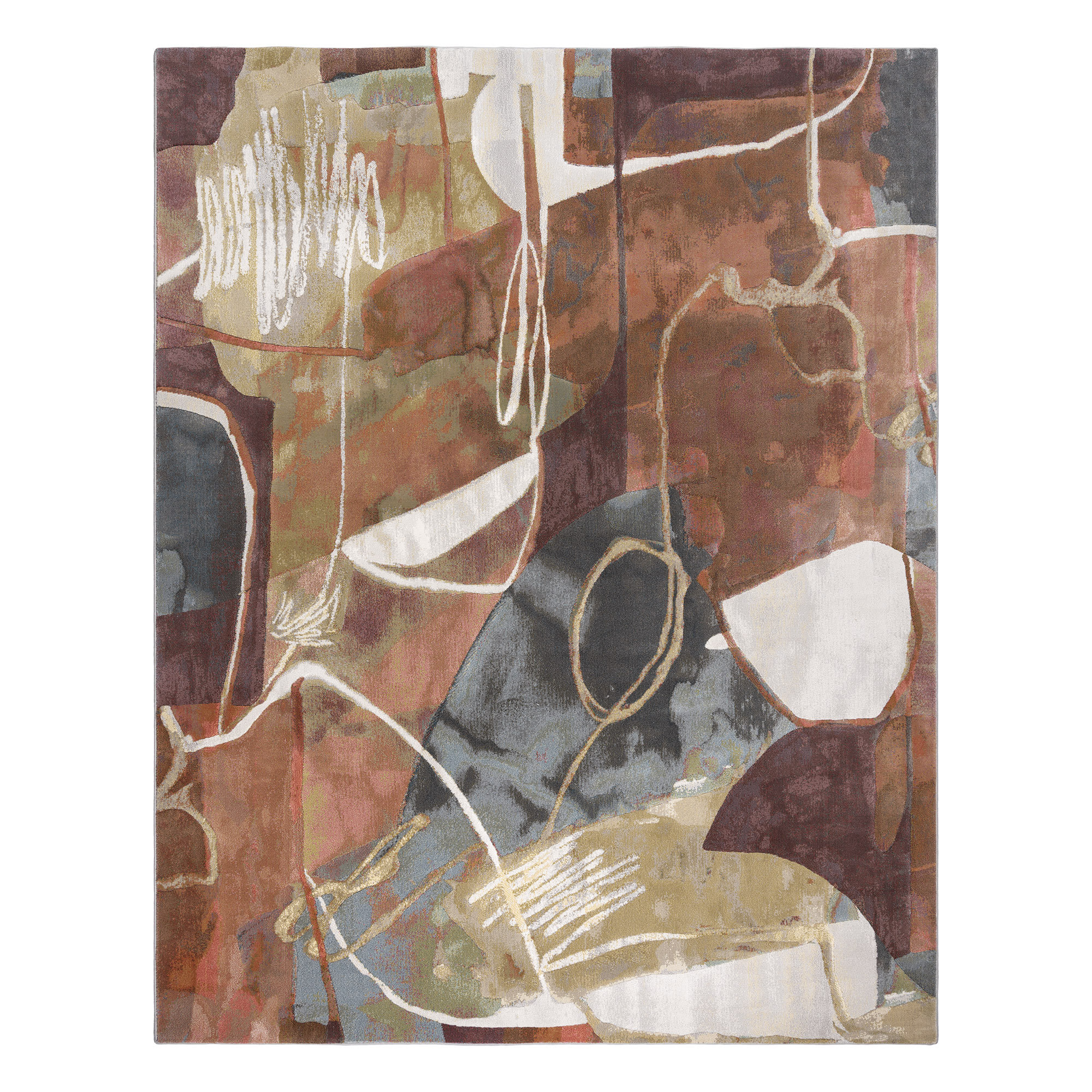 Gertmenian Blayne Pollock Modern Abstract Brown Rust Gold Polypropylene ...