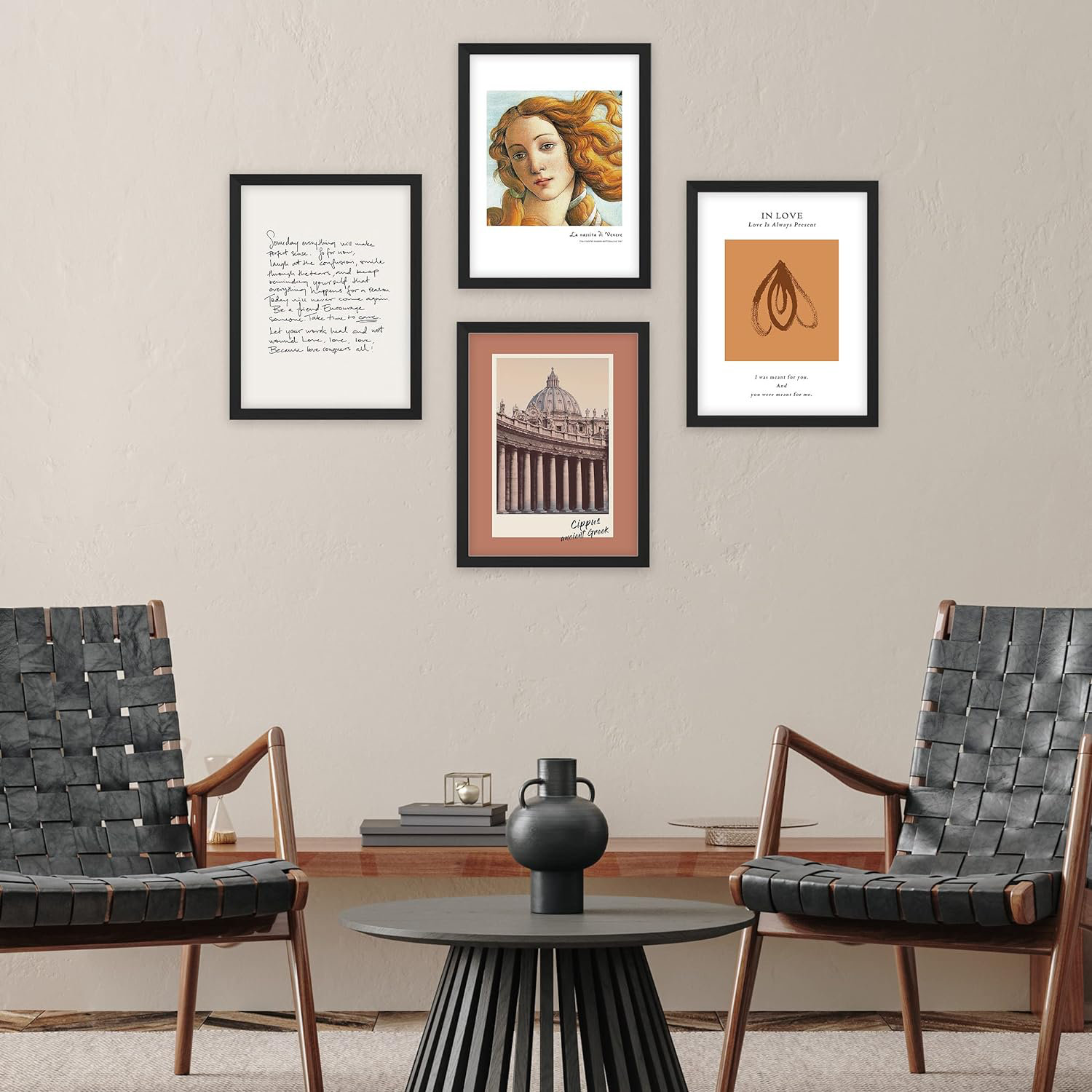 SIGNLEADER Birth Of Venus Typography Framed On Paper 4 Pieces Print ...