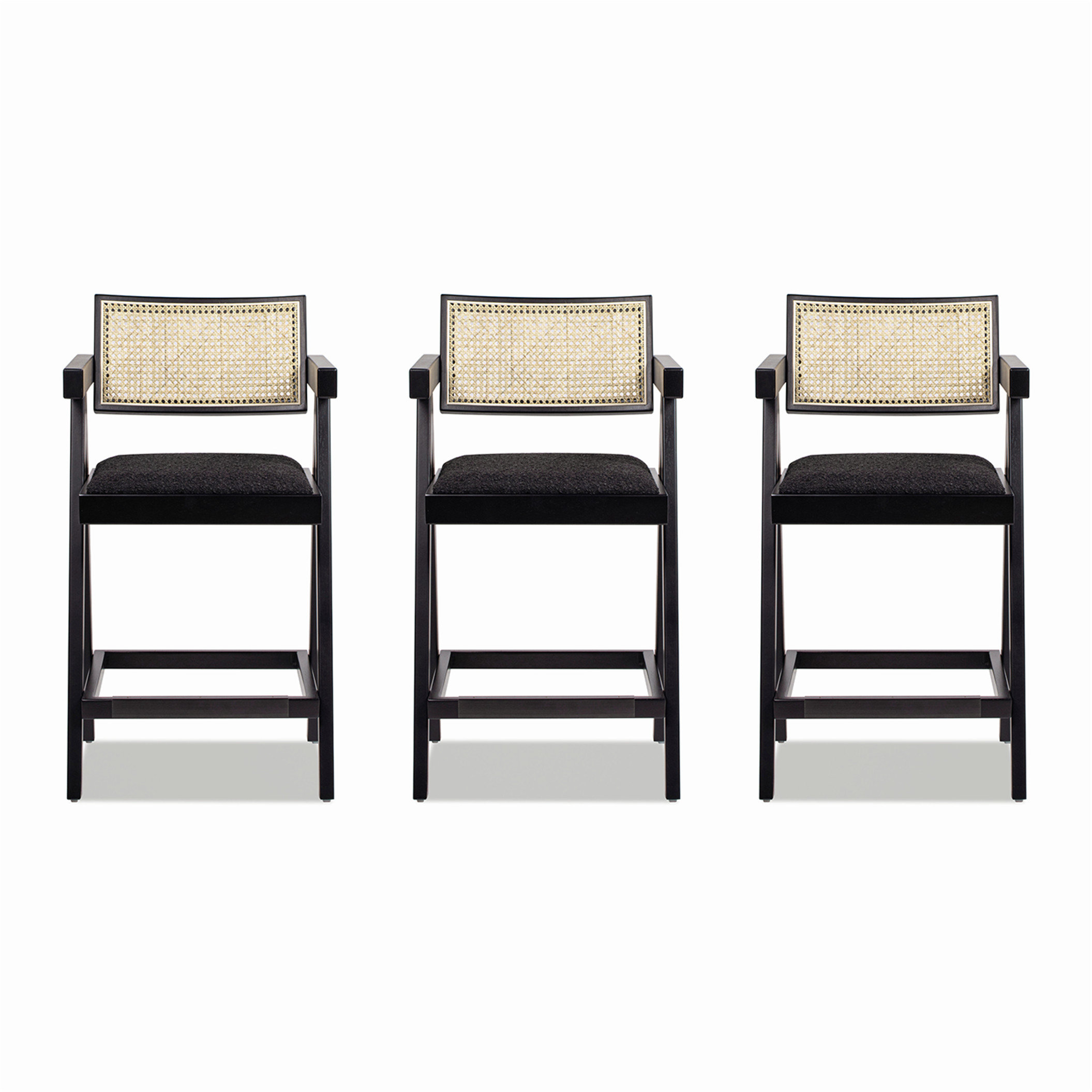 Creationstry Modern Resin Webbing Back Bar Stool Set, Ergonomic and ...