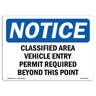 SignMission Classified Area Vehicle Entry Permit Required Sign | Wayfair