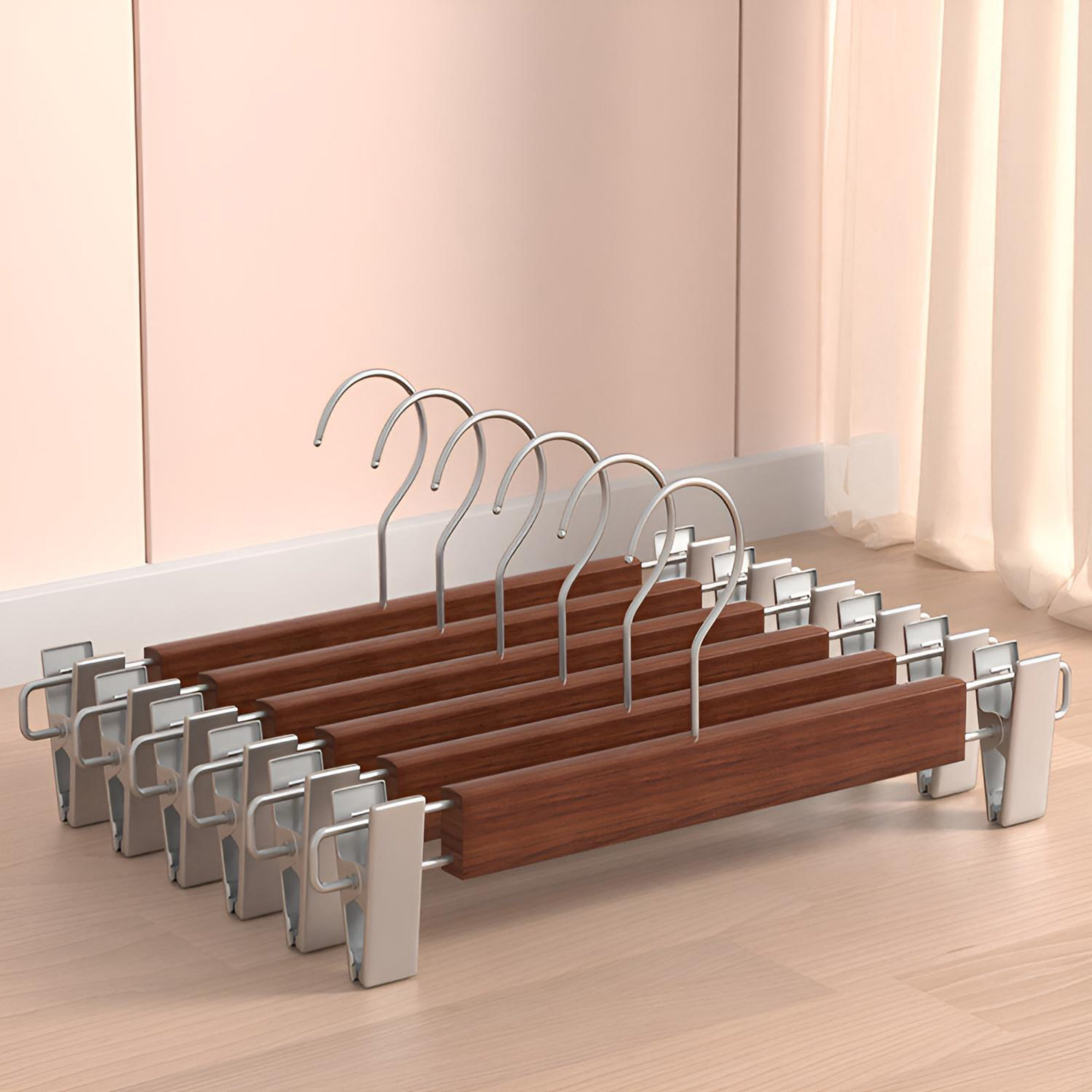 Hokku Designs Solid Wood Pant Hangers - No Crease Anti-Slip Solution ...