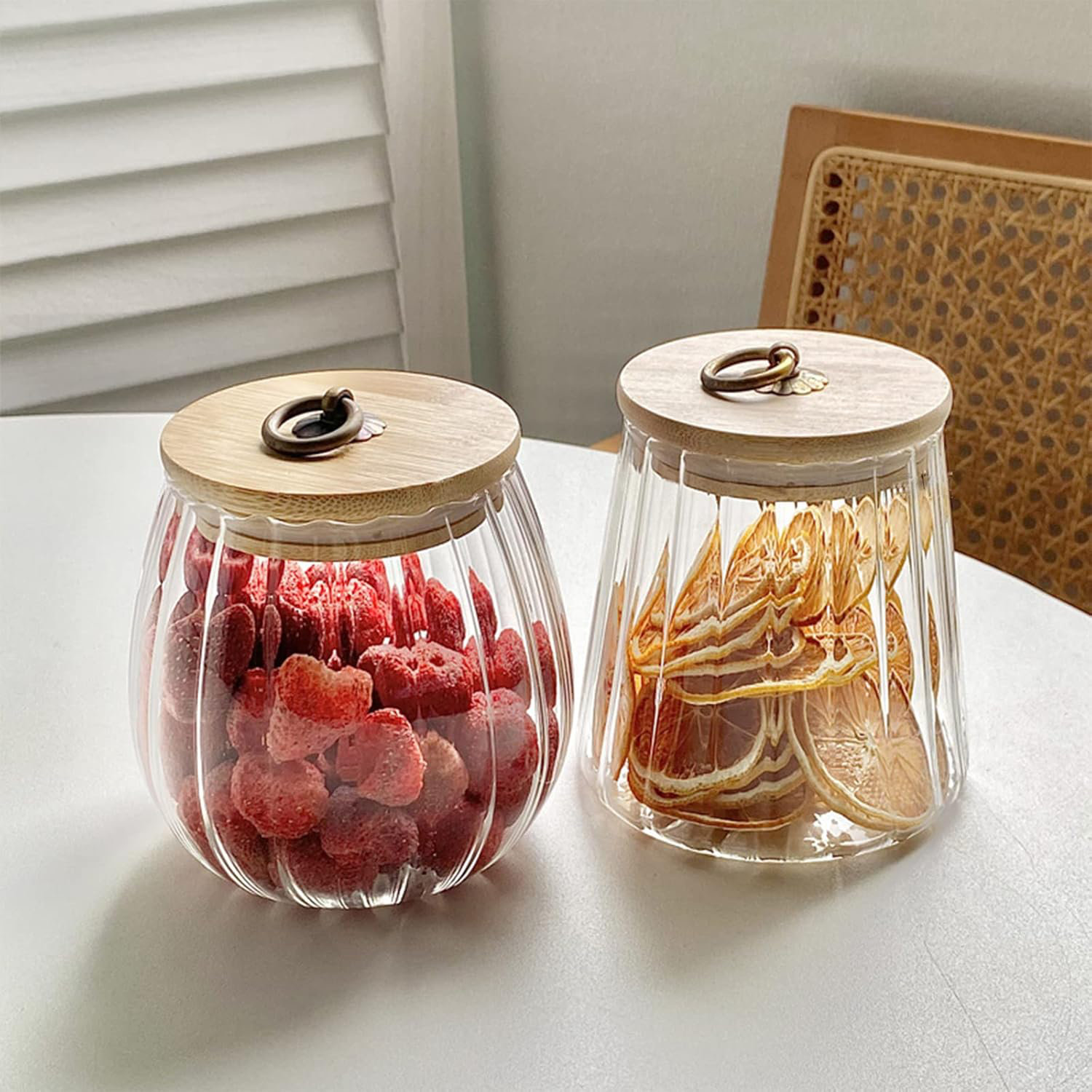 Dakota Fields 38 FL OZ Glass Jars With Bamboo Lids, Airtight Storage ...