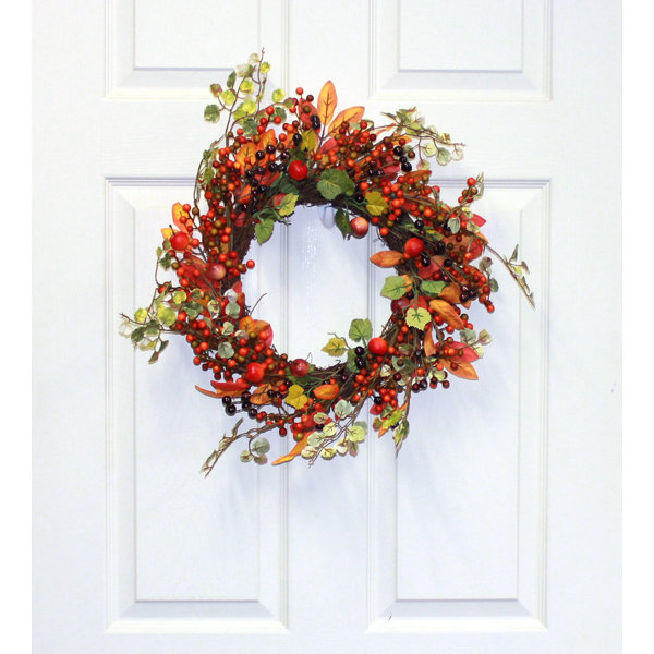 The Holiday Aisle® 18" Fall Berry Wreath with Foliage & Reviews | Wayfair