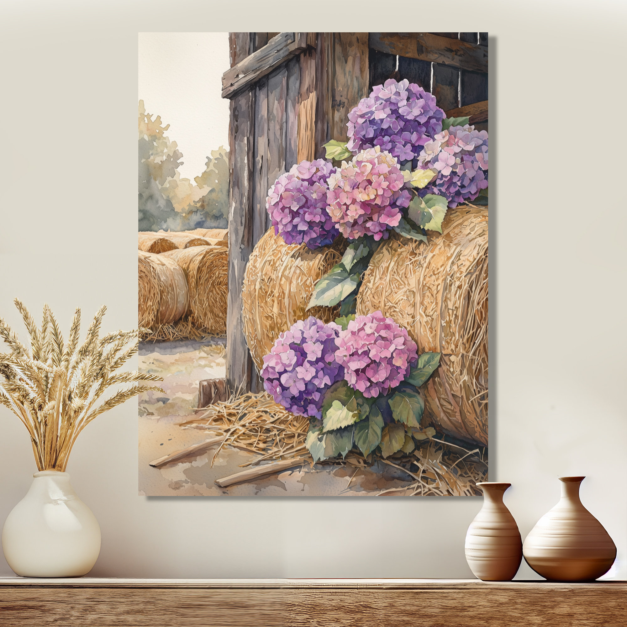 August Grove® Hydrangeas In The Hayloft II - Traditional Metal Art ...