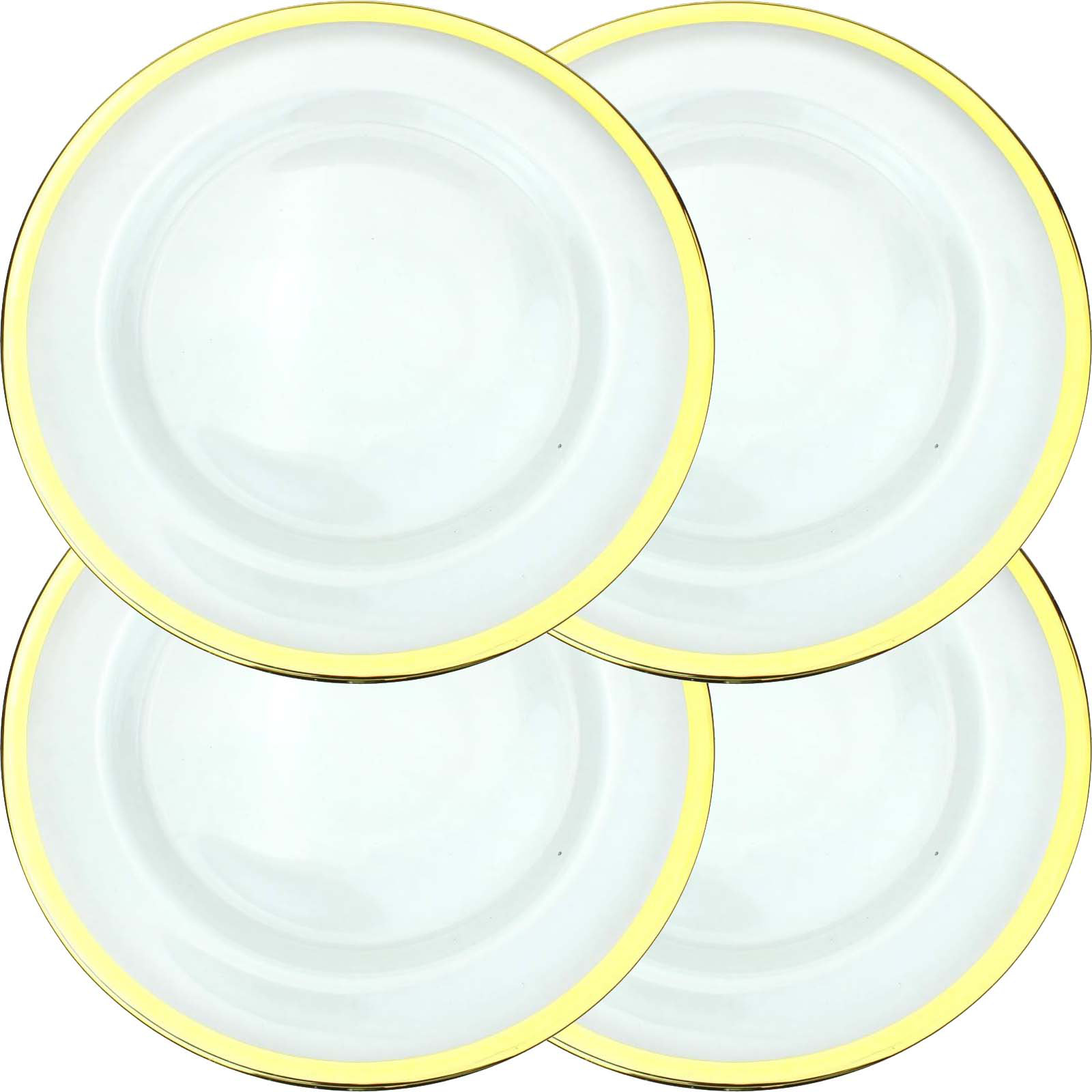 Mercer41 Clear Glass Charger 13 Inch Dinner Plate With Metallic Rim ...