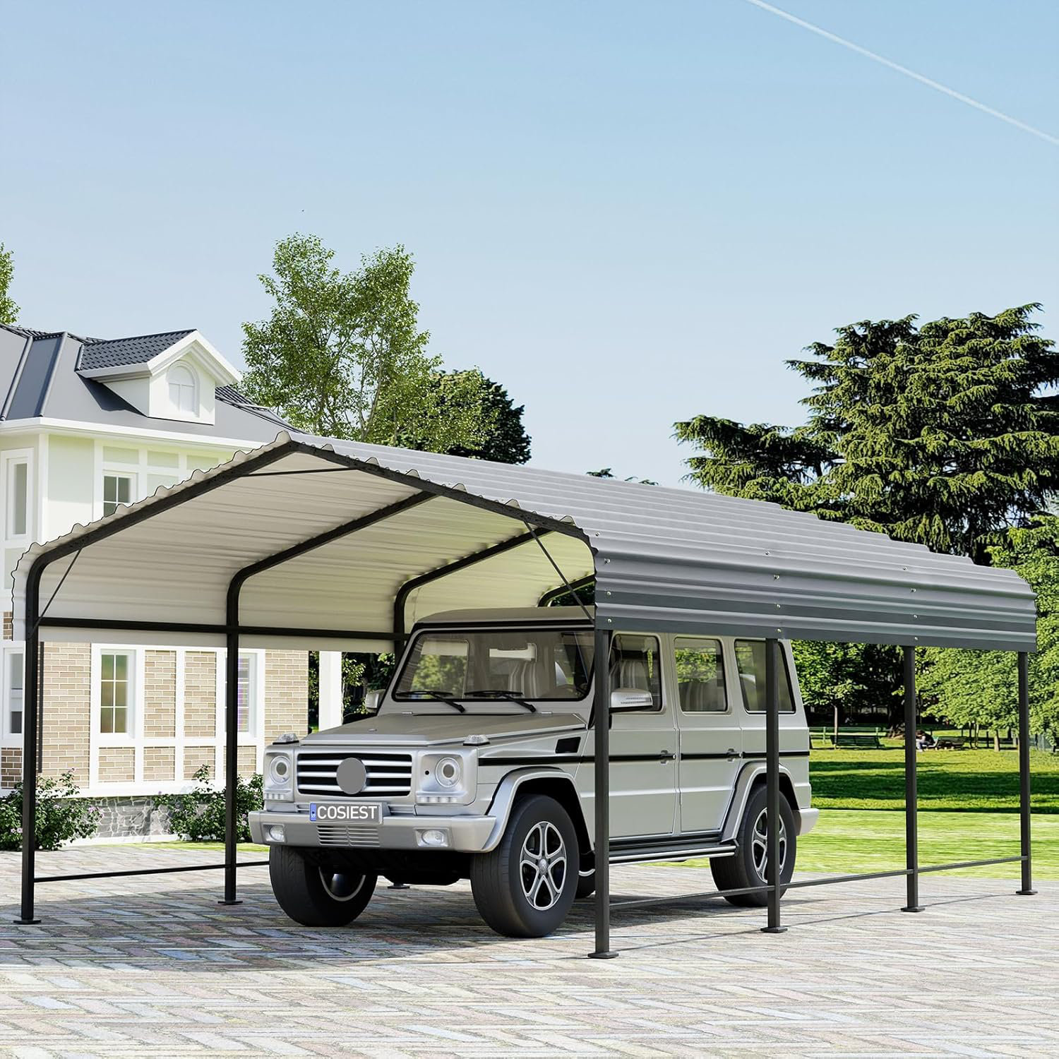 Espiron Optimum 10x16.5 Ft Metal Carport With Galvanized Steel Roof ...