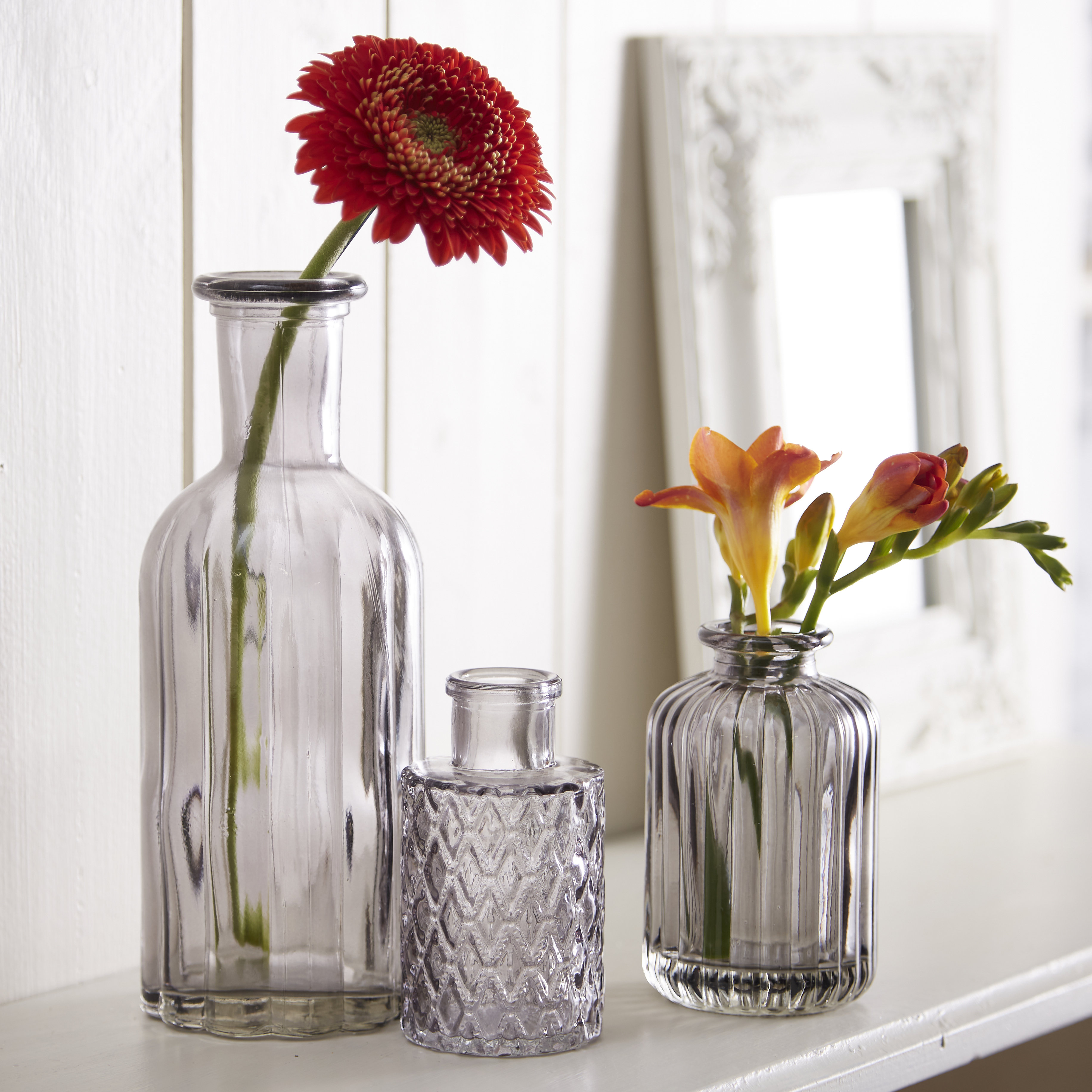Latitude Vive Set Of 3 Assorted Glass Vases - Smoky Grey | Wayfair.ie