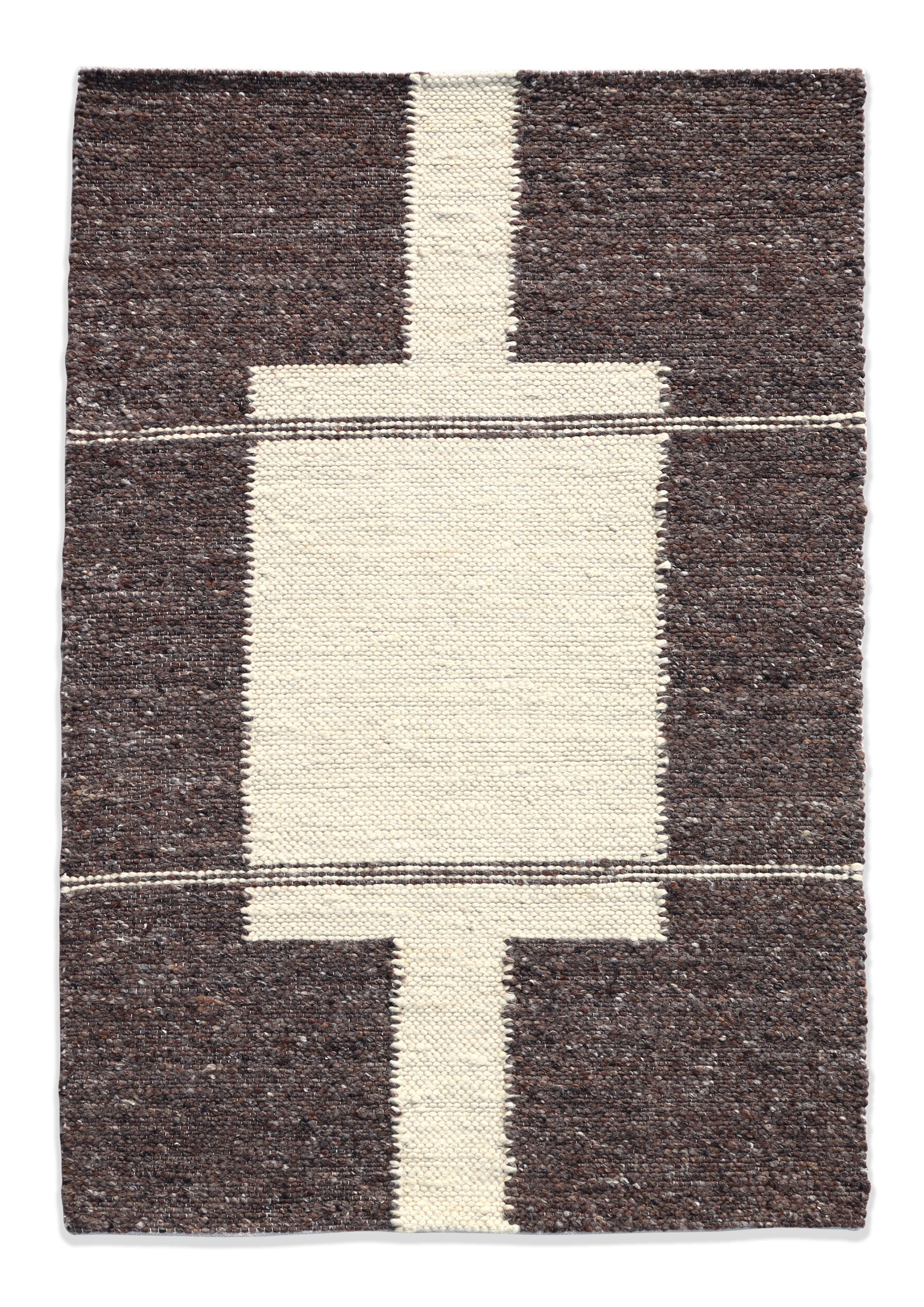 Tufty Home Swirl Moroccan Handmade Cream & Dark Brown Partial Border ...