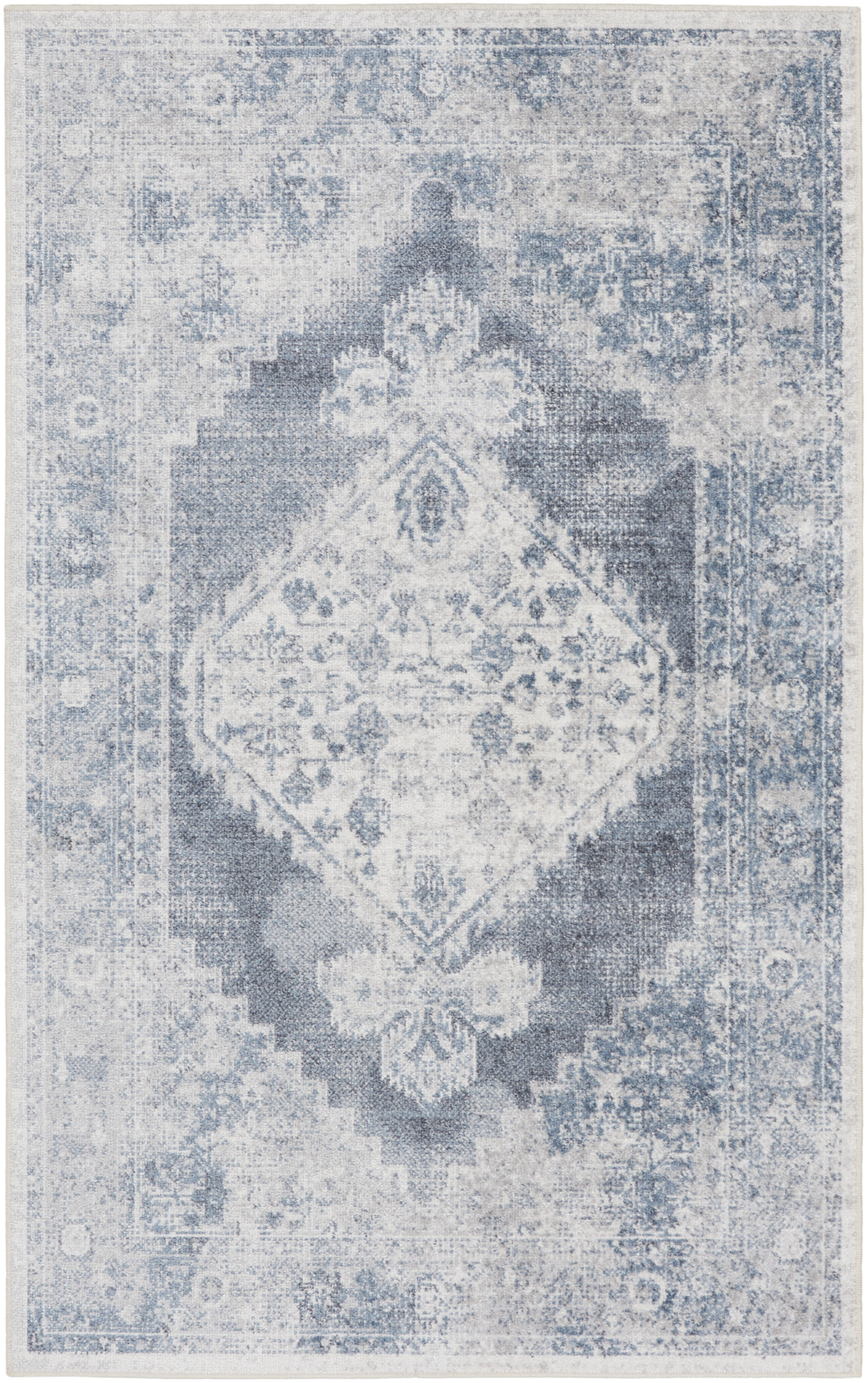 Trent Austin Design Privette Machine Washable Persian Blue/Ivory Area ...